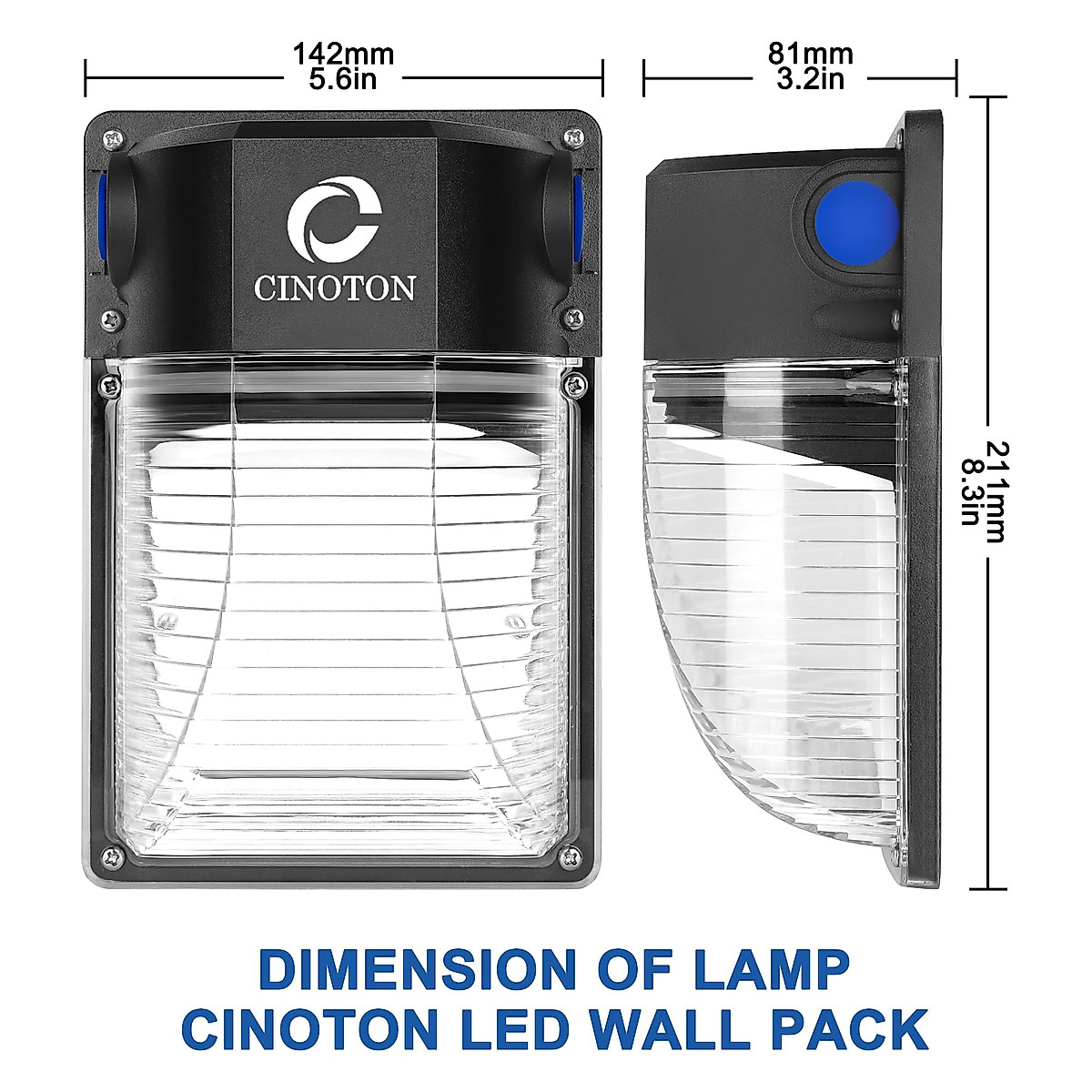 CINOTON 30W LED Wall Pack Light with Dusk to Dawn Sensor, 3600LM, 5000K Daylight [120Vac/200-300W HID/HPS Equiv.] IP65 Waterproof Outdoor Security Flood Lighting for Garage Warehouse Garden 2 Pack