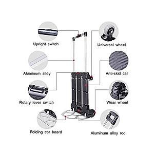 Folding Cart with Wheels, Platform Hand Trucks Shopping Cart, Aluminum Alloy Trolley, Adjustable Height Portable Lightweight Hand Trucks