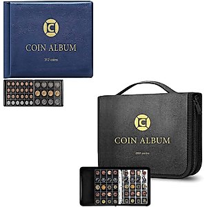 Coin Collection Supplies Book Holder for Collectors, Coins Collecting Album for 20 25 27 30 38 46mm. Coin Storage Display Organizer Case for Money Currency, Penny, Bill Commemorative