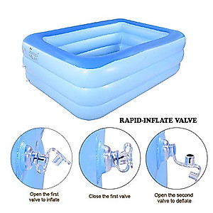 HIWENA Inflatable Family Swim Play Center Pool, 83" x 57" x 26" Giant Swimming Pool Summer Water Fun with Inflatable Soft Floor (83" Blue)