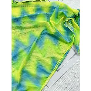 SOLY HUX Bikini Sets for Women Sexy Halter Triangle Bikini Bathing Suit with Beach Skirt 3 Piece Swimsuits Multicoloured Print M