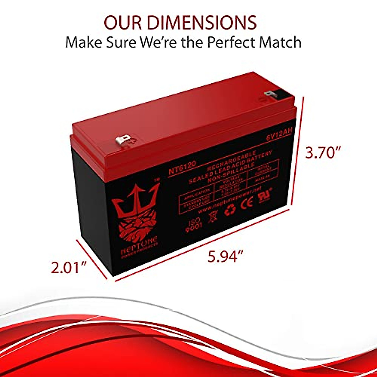 Neptune Brand 6V 12Ah SLA Replacement Battery for Tripp-Lite SMART700RM UPS Battery - 2 Pack