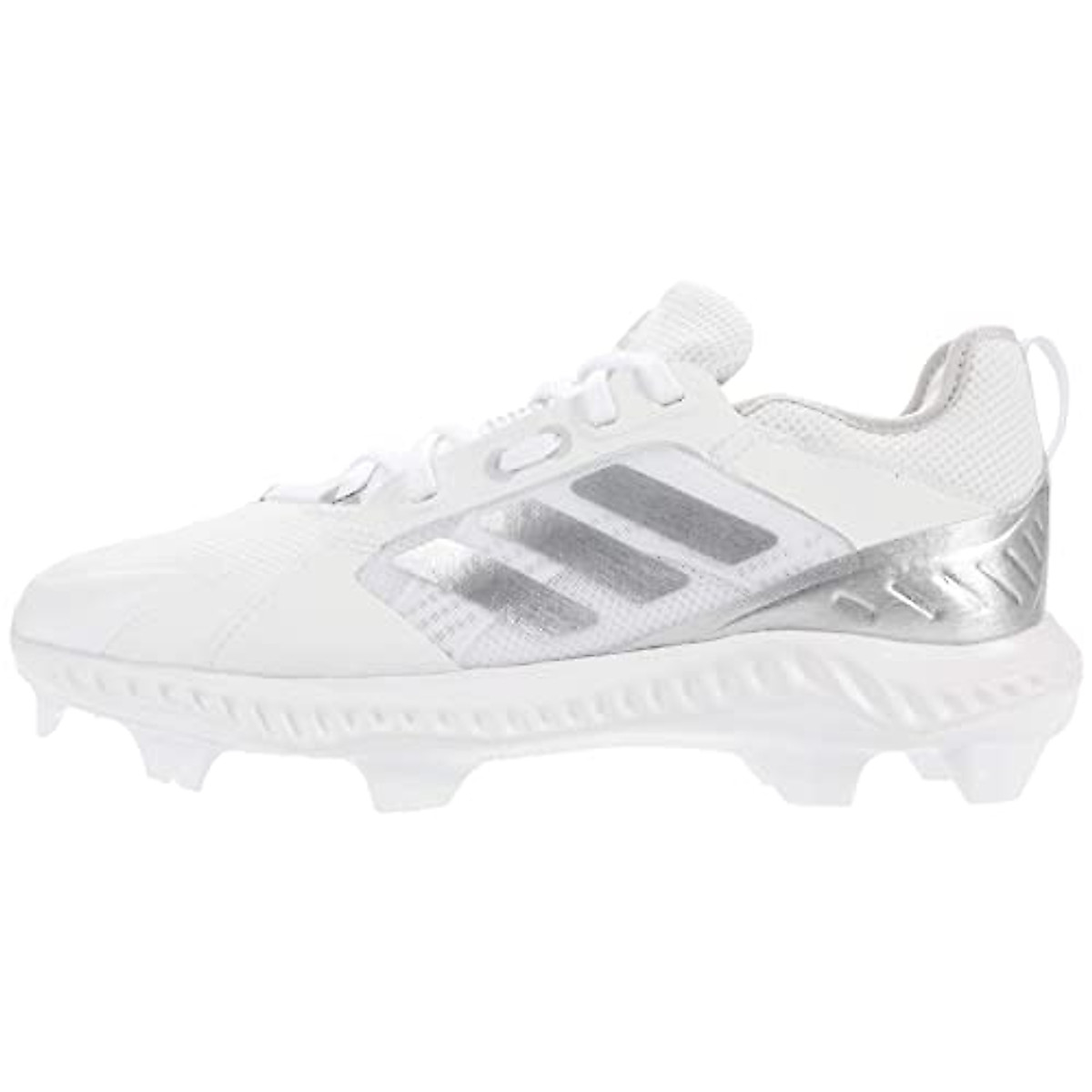 adidas Women's FV9043 Baseball Shoe, Footwear White/Silver Metallic/Grey One, 7