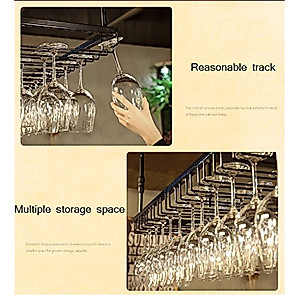 Stylish Simplicity Wine Glass Holder European Style Simple Black Brown Wrought Iron Upside Down Wine Glass Rack High Glass Rack Bar Wine Storage Rack, PIBM, Black, Small