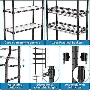 Bathroom Over The Toilet Storage Shelf - Over Toilet Bathroom Organizer Rack with 4 Tier Bathroom Space Saver Toilet Stand Shelves Bathroom Stand Above Toilet Bathroom Rack Organizer Over Toilet,Gray