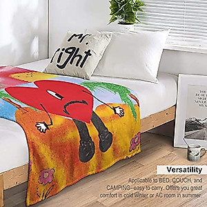 Bad Cute Bunny Cartoon Music Blanket,Flannel Throw Blankets,Ultra-Soft Cool Luxury Blanket Suitable for Couch Sofa Bed Home,Gifts for Women and Men Fans 50X40 inch(Bad 1, 50"X40")