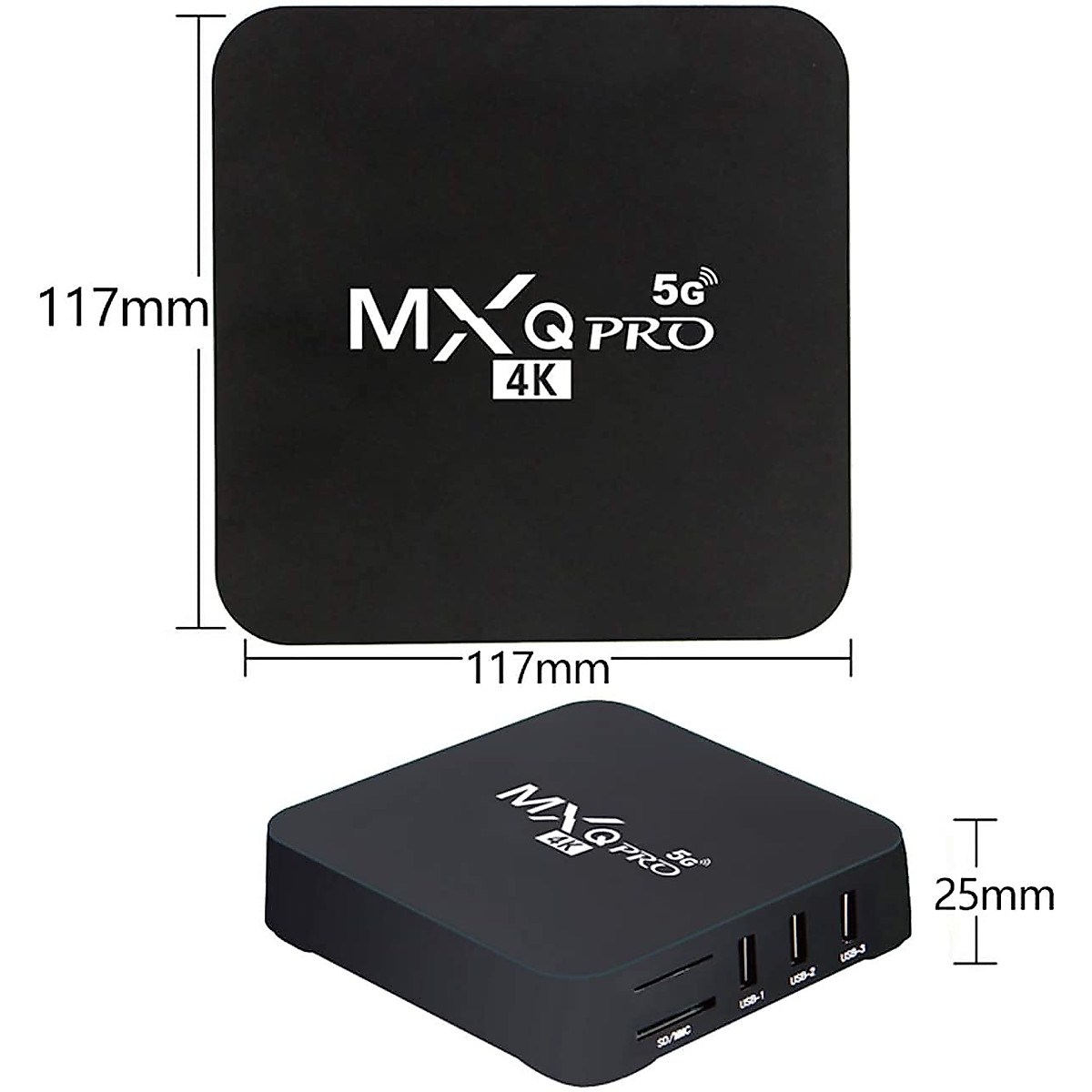 MXQ Pro 5G with Air Mouse & Voice Control 2024 Upgraded Android 13.1 Version Ram 2GB ROM 16GB TV Box H.265 HD 3D Dual WiFi 2.4G/5.8G Quad Core Android Smart TV Box