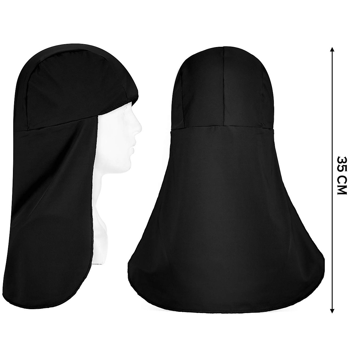 2 Packs Cooling Skull Cap Elastic Sun Shade Hat Neck (Black)