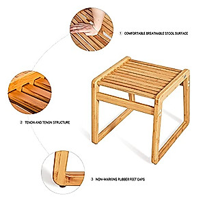 JIKUGO Bamboo Detachable Soft Square Chair - Dining Chair,Plain Bamboo Seat for Home and Kitchen(Wood Color)