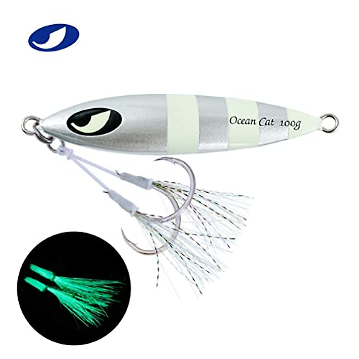 OCEAN CAT 1 PC Slow Fall Pitch Lead Metal Flat Fishing Jigs Lures Sinking Vertical Jigging Bait with Butterfly Hook for Saltwater Fishing (Silver, 100g)
