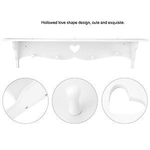 STARNOONTEK Hollowed Love Shape Wall Shelf,23inch White PVC Wood-Plastic Board Wall Mounted Floating Shelf Hanging Storage Rack for Kitchen Living Room Organizer