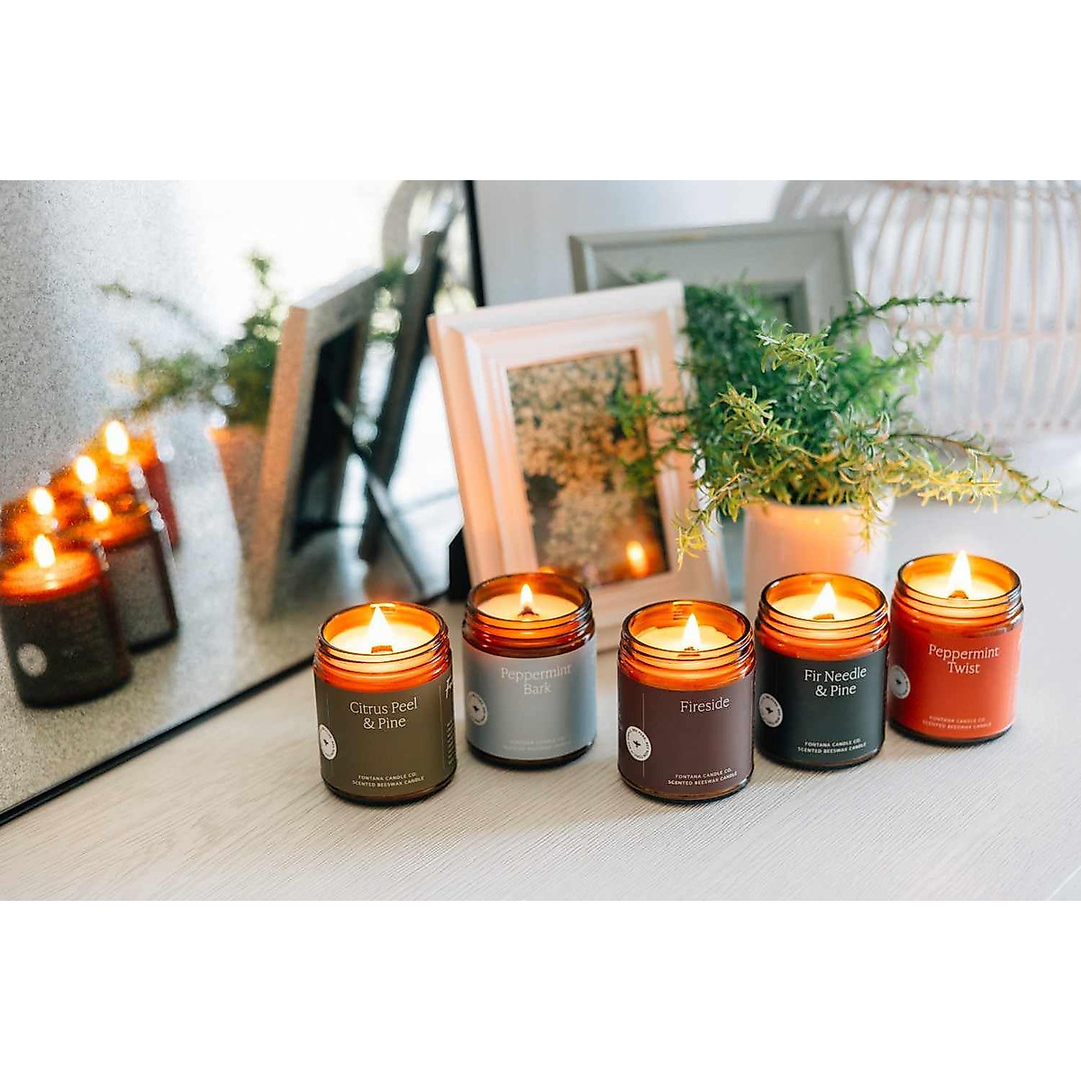 Fontana Candle Company - Cinnamon Orange Clove | Lightly Scented Candle | Made from Beeswax and Coconut Oil | Essential Oil | Wood Wick | Long Lasting | Clean Burn and Non Toxic