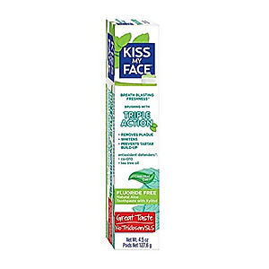 Kiss My Face Triple Action Gel Fluoride Free Toothpaste, 4.5 Ounce (Pack of 3)