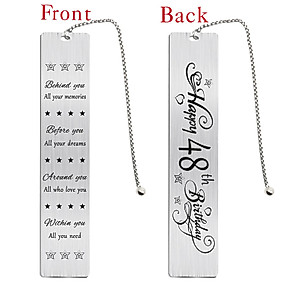 Jzxwan Happy 48th Birthday Gifts for Women Men, 48 Year Old Birthday Bookmark Gift for Him Her, Happy 48 Yr Bday Book Mark for Female Male, 1976 Bd Present, 48 th Birthday Card Decoration