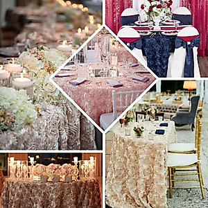 Efavormart 132" Wholesale Round Table Cover RED Grandiose Rosette 3D Satin Tablecloth for Wedding Party Event Decoration