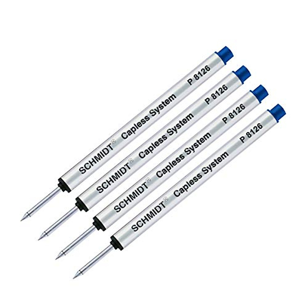 4 Pack - Schmidt P8126 Short Version at 3.88" Capless Rollerball Refill - Blue