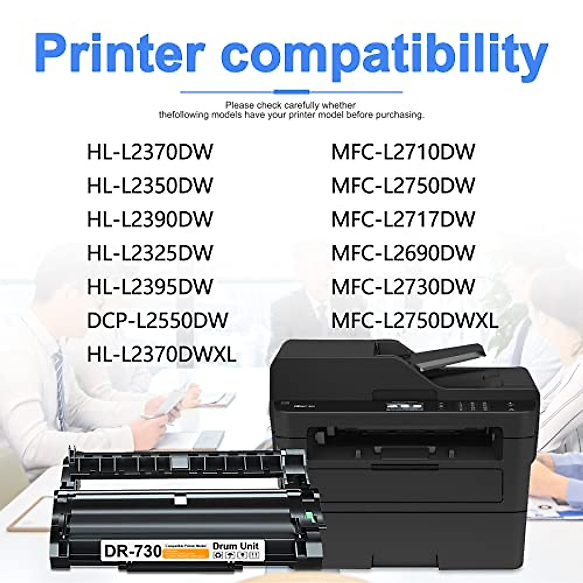 DR-730 Drum Unit Replacement for Brother DR-730 MFC-L2730DW HL-L2395DW MFC-L2710DW MFC-L2750DW HL-L2370DW HL-L2390DW DCP-L2550DW Printer, DR-760 Drum Imaging [2 Pack, 14,000 Pages/Drum Cartridge]