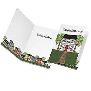 Tiny Expressions New Home Congratulations Greeting Cards with Inside Message and Kraft Envelopes (4 Cards)