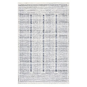 SAFAVIEH Metro Collection 5' x 8' Light GreyIvory MET991G Handmade Stripe Area Rug