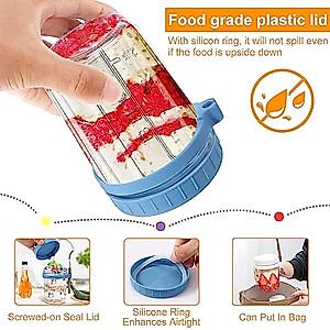 COOKWIN Overnight Oats Containers with Lids and Spoon,8 Pack Overnight oats containers with lids glass,12 oz Wide Mouth Overnight oats jars,Meal Prep Jars with Measurement Scale for Oats Milk Salad