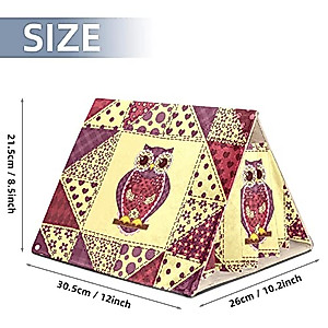 RATGDN Small Pet Hideout Owl Dots Pattern Hamster House Guinea Pig Playhouse for Dwarf Rabbits Hedgehogs Chinchillas
