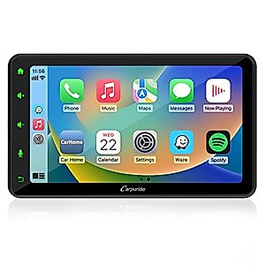 Carpuride W707 2023 Newest 7 Inch Screen Portable Wireless Apple Carplay & Android Auto, Car Radio Receiver Mp5 Player with Mirror Link, Color Light Key, Sucker Holder & Dashboard Mounted