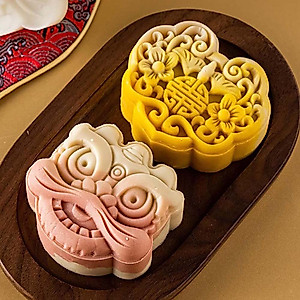 3D Mooncake Mould Set Cake Decoration Dessert Cookie DIY Kitchen Baking Tool Safe Cookie Molds(75g-Wake up Lion)