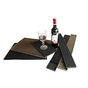 Tezzorio 27 x 3 1/4 Inch Brown Rubber Bar Mat, Non-Slip Spill-Stop Rubber Bar Service Spill Mats Bar Top Spill Mat Drinks Mixing Pad for Bars, Mat for Kitchen Counter or Sink