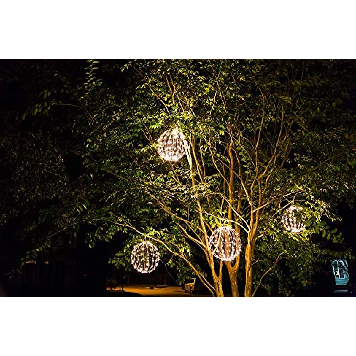 Elf Logic - 16" Outdoor LED Light Ball Hanging Tree Globe Light - Outdoor Holiday Light Ball Decor (16" Ball Plug in)