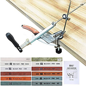 RUIXIN PRO RX-008 Knife Sharpener Kit System with 12 Whetstones, 360° Rotation Flip Design, Fixed-Angle Stainless Steel Professional Chef Kitchen Knife Sharpening Blades Fine Grinding Polishing Tool