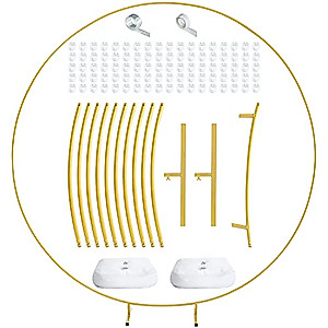 BOJOY 7.8ft Balloon Arch Stand, Circle Backdrop Stand, Golden Metal Round kit Decoration, for Birthday Party, Wedding, Baby Shower, Photo Background Decoration