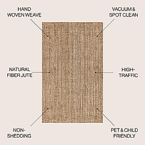 JONATHAN Y NRF102A-3 Pata Hand Woven Chunky Jute Indoor Area -rug Bohemian Farmhouse Easy -cleaning Bedroom Kitchen Living Room Non Shedding, 3 ft x 5 ft, Natural Color