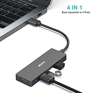 BENFEI 2 Pack USB 3.0 Hub 4-Port, Ultra-Slim USB 3.0 Hub Compatible for MacBook, Mac Pro, Mac Mini, iMac, Surface Pro, XPS, PC, Flash Drive, Mobile HDD