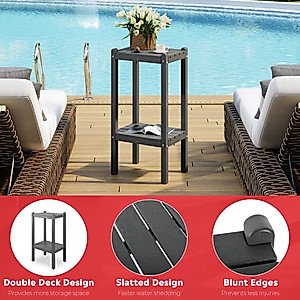 Costaelm Outdoor Side Table, 2-Tier Small Patio Coffee Tables for Outside, Outdoor End Tables for Patio, Adirondack Side Table for Outside, Outside Table for Pool, Porch, Garden, Turquoise