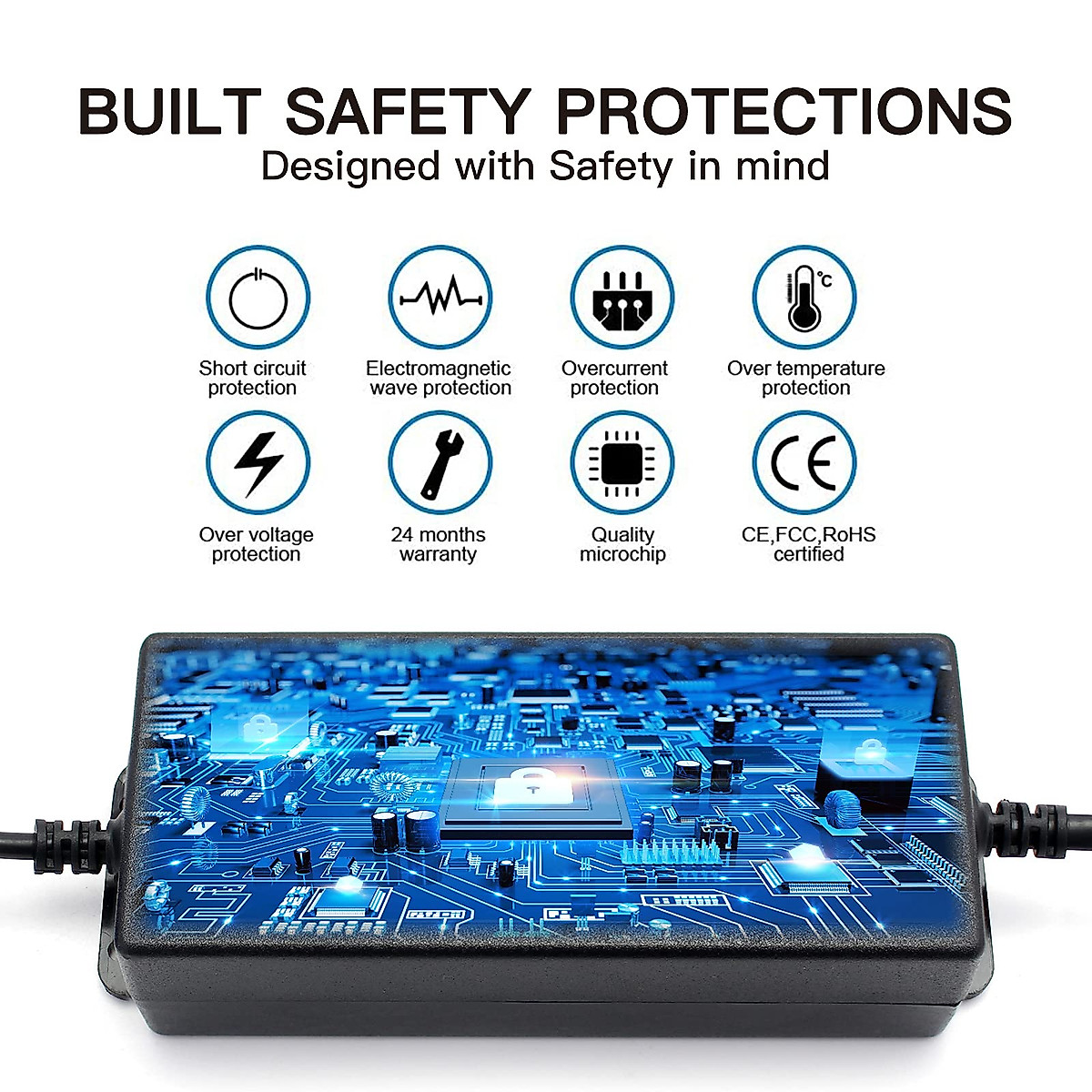 3-24V 2A Adjustable Power Adapter, Yetaida 48W Universal Switching Variable Power Supply 100-240V AC to DC 5V 6V 9V 12V 15V 18V 19V 20V for LCD Monitors, LCD TVs, LED Strip Lights, Routers