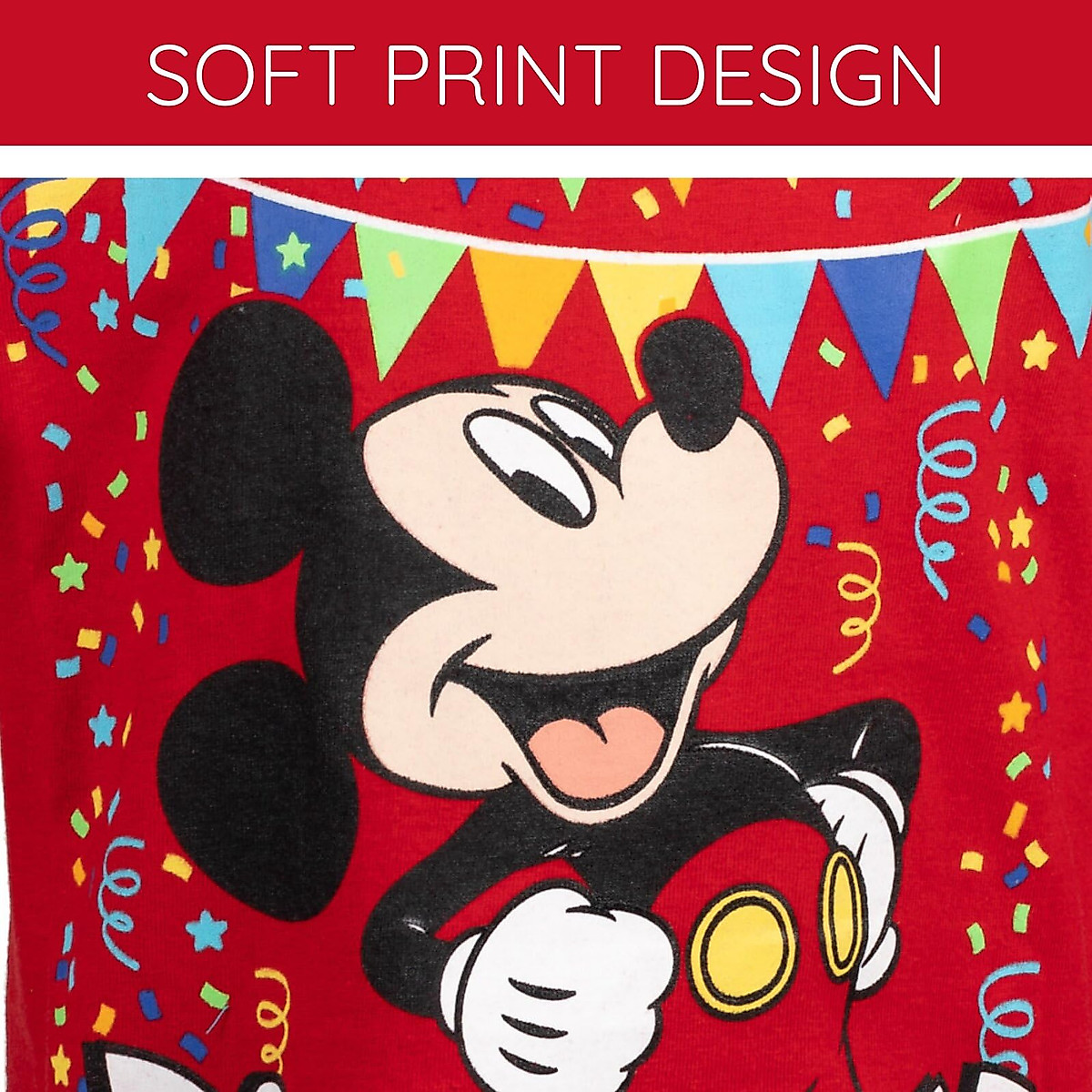 Disney Mickey Mouse Birthday Little Boys Graphic T-Shirt Mickey Red 7-8