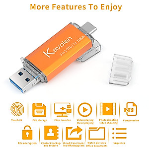Kavolen 3 in1 128GB High Speed Photo Backup Stick for Android Phones&PC&Laptop. Photo-Memory-Stick-for All Samsung Galaxy Phones.LG,Google Pixel, Huawei, Moto etc.