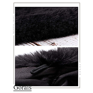 GORAIS Women's Wedding Faux Fur Shawls and Wraps Long Bridal Fur Scarf Stoles with Brooch for Bride and Bridesmaids (Black)
