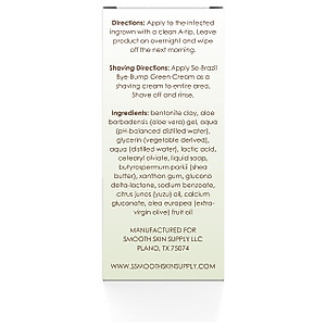 Bye Bump Green Cream by Se-Brázil for Stubborn Ingrown hairs, Razor Bumps and Body Acne Spot Treatment, Dual Action: Use as a Mask or Shaving Cream, 2 oz