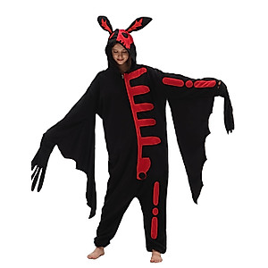 Mothman Halloween Onesie Adult Pajamas Cosplay Animal Homewear Sleepwear Jumpsuit Costume for Women Men
