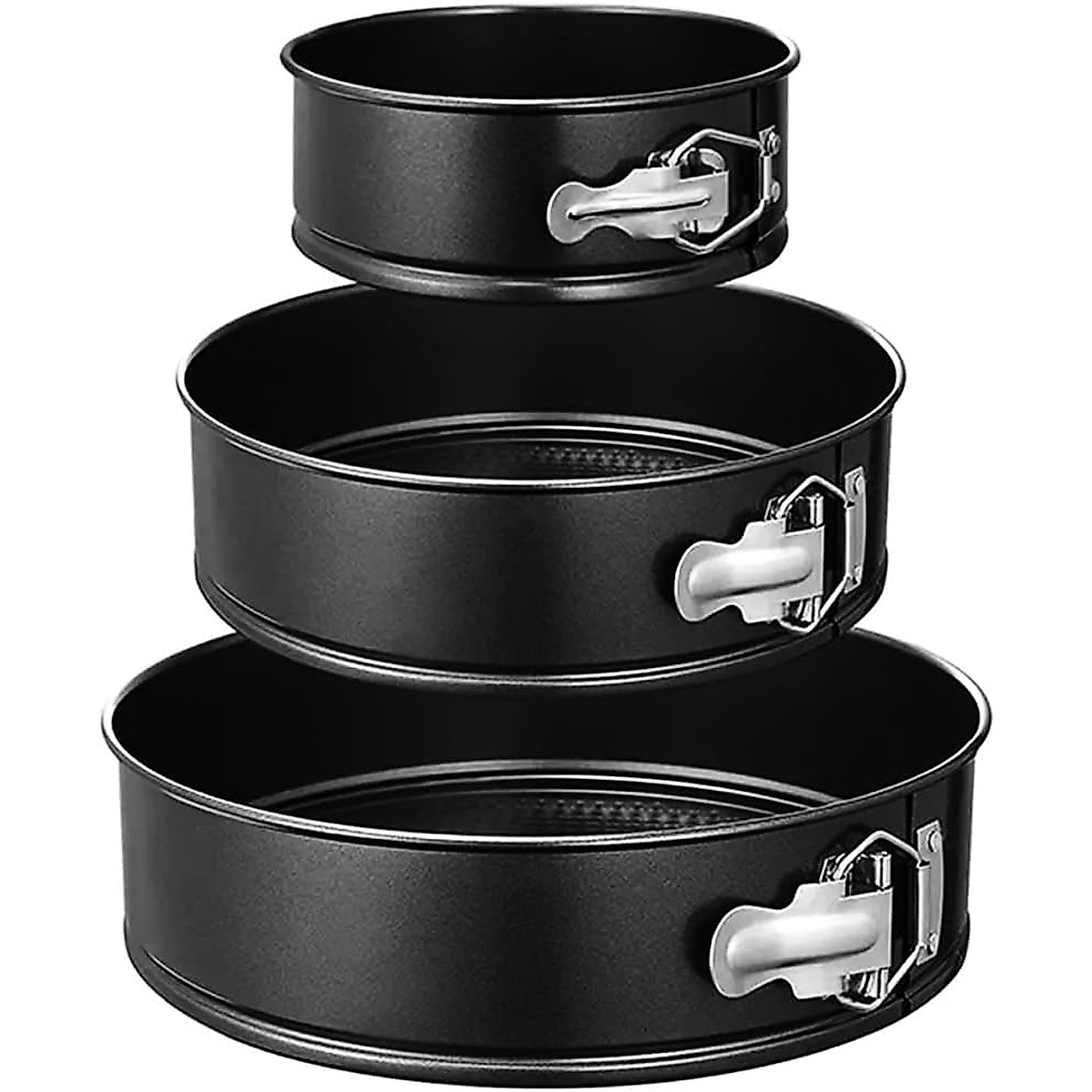 RFAQK 150PCs Cake Pan Set for Baking + Cake Decorating Supplies: 3 Round Non Stick Springform Pan Set (4, 7, 9 inches),24 Icing Tips,Cake Leveler–Multi-functional Leak-Proof Cake Pans & eBook