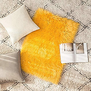MIULEE Luxury Super Soft Fluffy Area Rug Faux Fur Rectangle Rug Decorative Plush Shaggy Carpet for Bedside Sofa Floor Nursery Fall Decor 2 x 3 Feet, Mustard Yellow