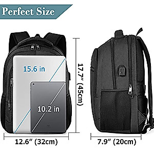 Backpack for Men, Backpacks for School Teen Boys Colleges Water Resistant Back Pack with USB Charging Port, Business Anti Theft Durable Computer Bag Gifts Fits 15.6 Inch Laptop, Black