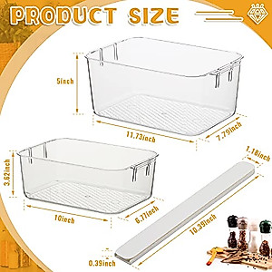 2 Pcs Pull Out Cabinet Organizer Slide out Storage Container No Need Drilling and Nailing Acrylic Drawer Storage Shelves with 4 Pull out Rail for Bathroom Kitchen