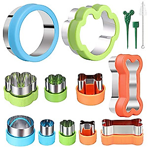 Dog Bone Cookie Cutter set - 4 Dog Bone 4 Footprint 3 Round Biscuit Cutters Sandwiches Cutter Set Different Sizes Mini Small Medium Big