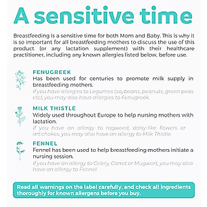 USDA Organic Lactation Supplement - Increase Milk Supply with Herbal Breastfeeding Support - Aid for Mothers - Organic: Fenugreek Seed, Fennel & Milk Thistle - 60 Vegan Capsules (No Pills or Cookies)