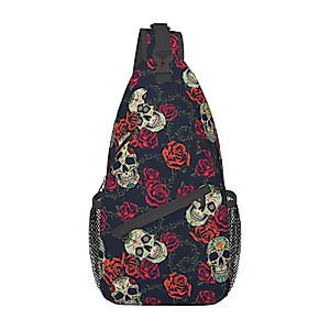 Fylybois Skull Sling Bag Travel Crossbody Backpack for Women Crossbody Chest Daypack Presents