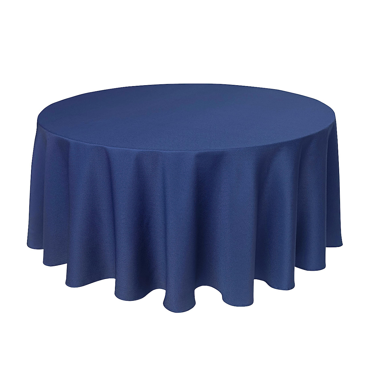 Biscaynebay Textured Fabric Tablecloths 108" Round for Tables' Diameters from 48" to 72", Navy Water Resistant Washable Tablecloths for Dining, Kitchen, Wedding & Parties etc.