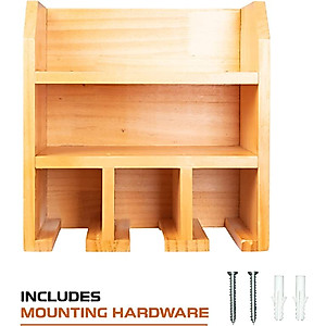 Iron Forge Power Tool Organizer for Garage - Fully Assembled Wood Tool Chest and 3 Drill Charging Station - Great Workshop Organization and Storage Gift
