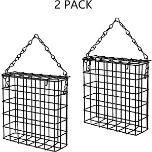 Pack of 2 Bird Suet Cake Feeder for Hanging Outside Metal Garden Yard Wildbird Woodpeckers Feeding